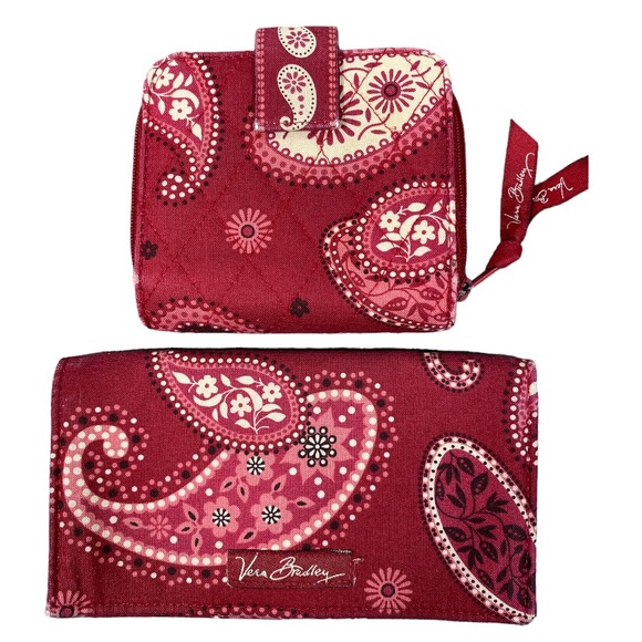 Vera Bradley | Bags | Vera Bradley 206 Mesa Red Paisley Print Wallet ...